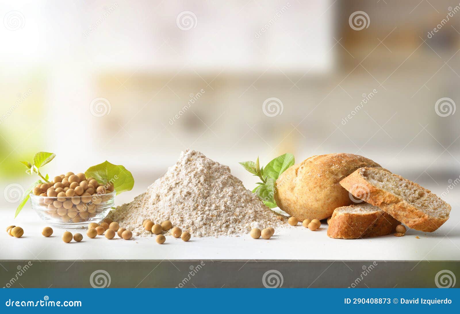 Detail of Alternative Bread with Soy Flour on White Bench Stock Image ...