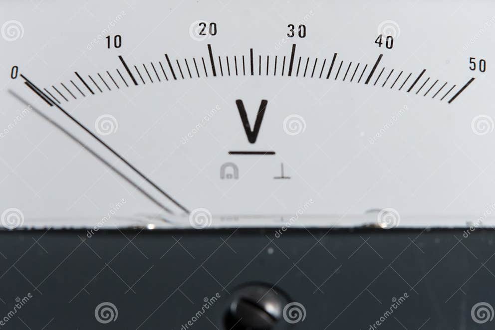 Detail of an Analog Voltmeter, Pointer Scale Stock Photo - Image of ...