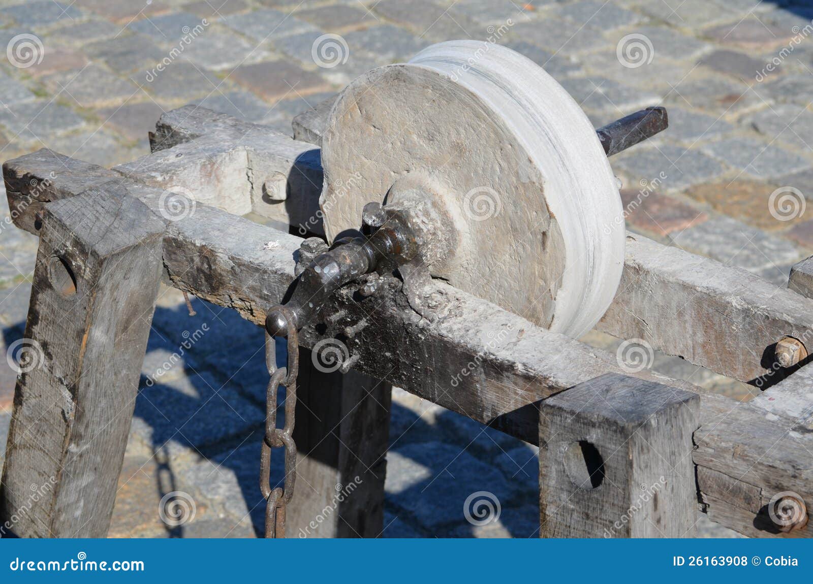 Detail of an Ancient Grindstone Stock Photo - Image of retro, historic ...