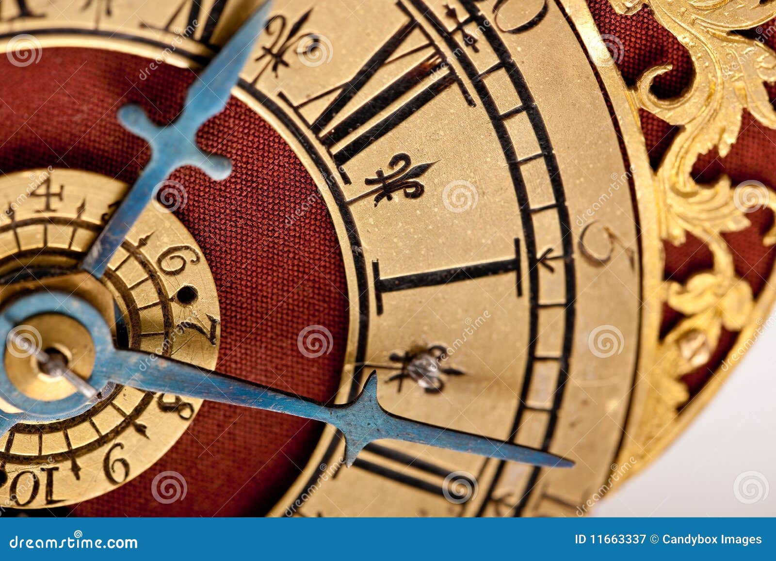 Detail of Antique Gold and Red Clock Stock Image - Image of number ...