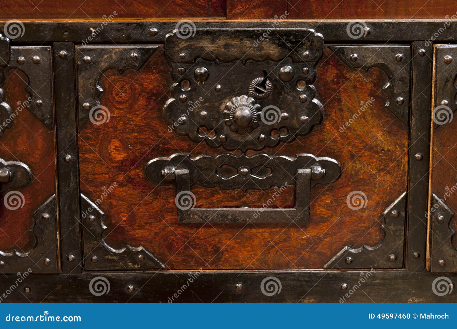 Detail of Antique Japanese Iron-bound Chest Stock Photo - Image of ...