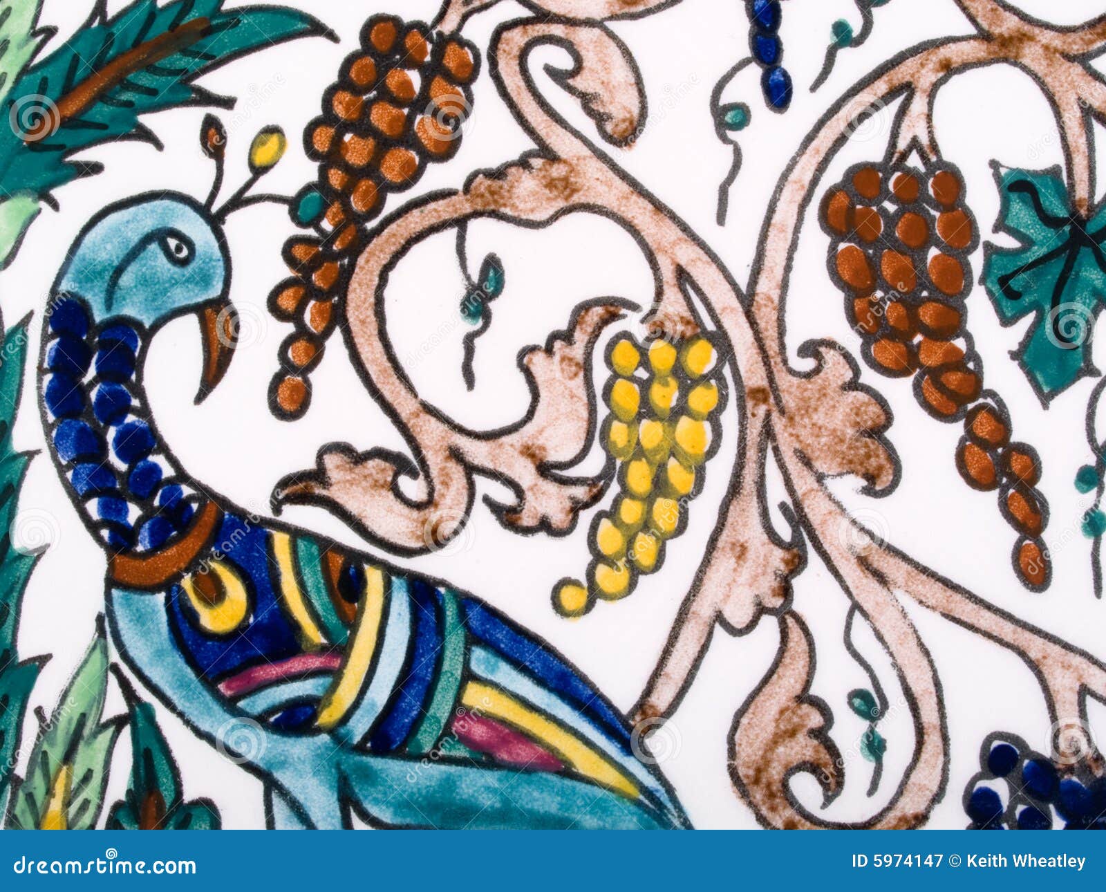 Detail of Armenian Tile from Palestine Stock Image - Image of grapes ...