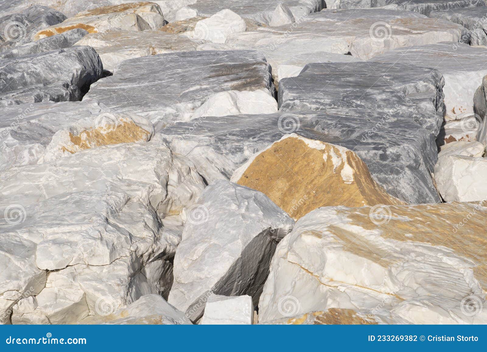 Detail of an Artificial Cliff Made with Marble Blocks Stock Photo ...