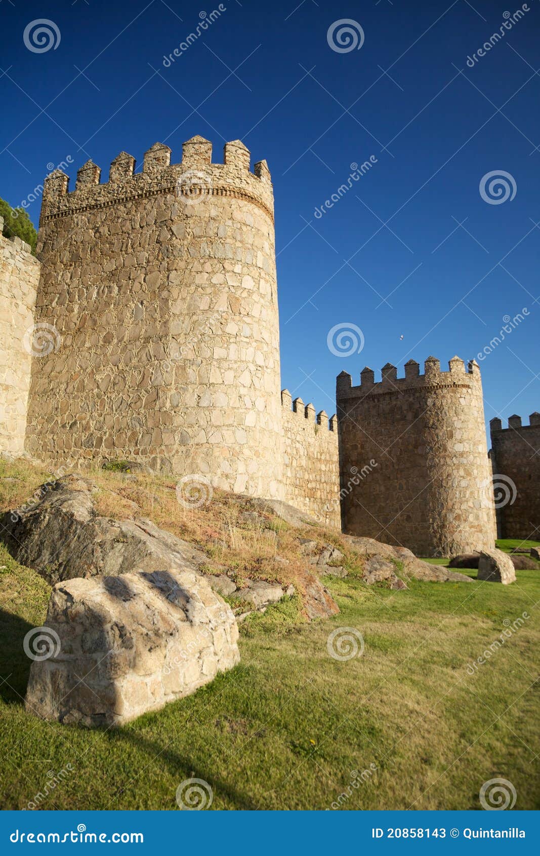 Detail of Avilla city wall stock image. Image of fortification - 20858143