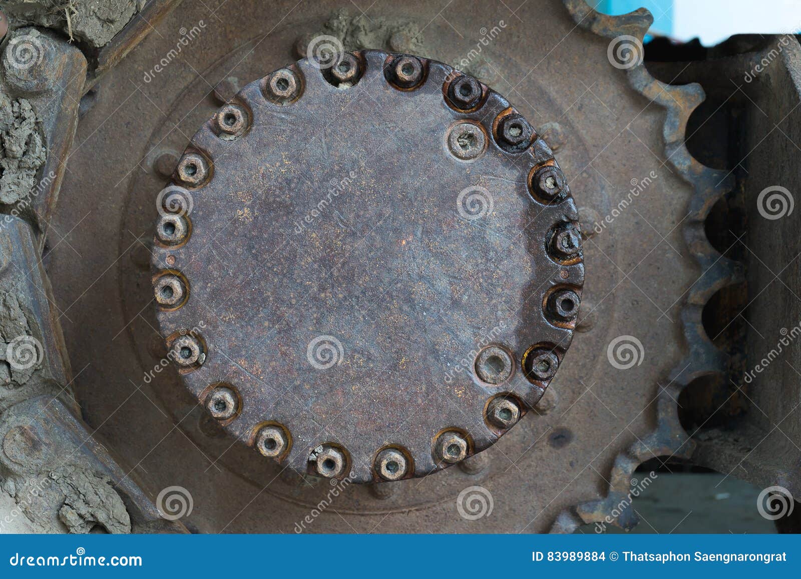 Detail of backhoe track. stock photo. Image of repair - 83989884