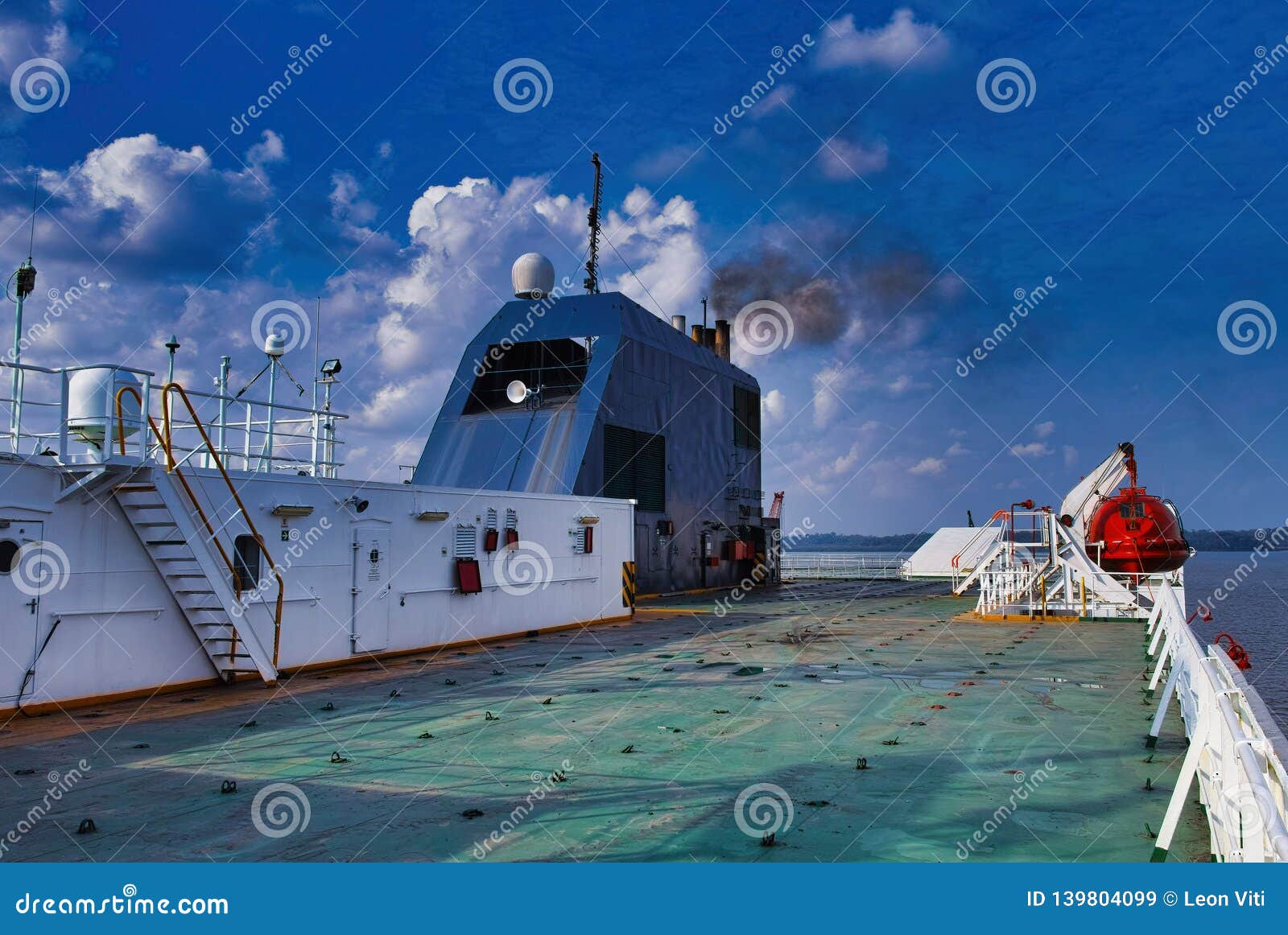 Detail of Big Merchant Vessel in Navigation Stock Image - Image of ...