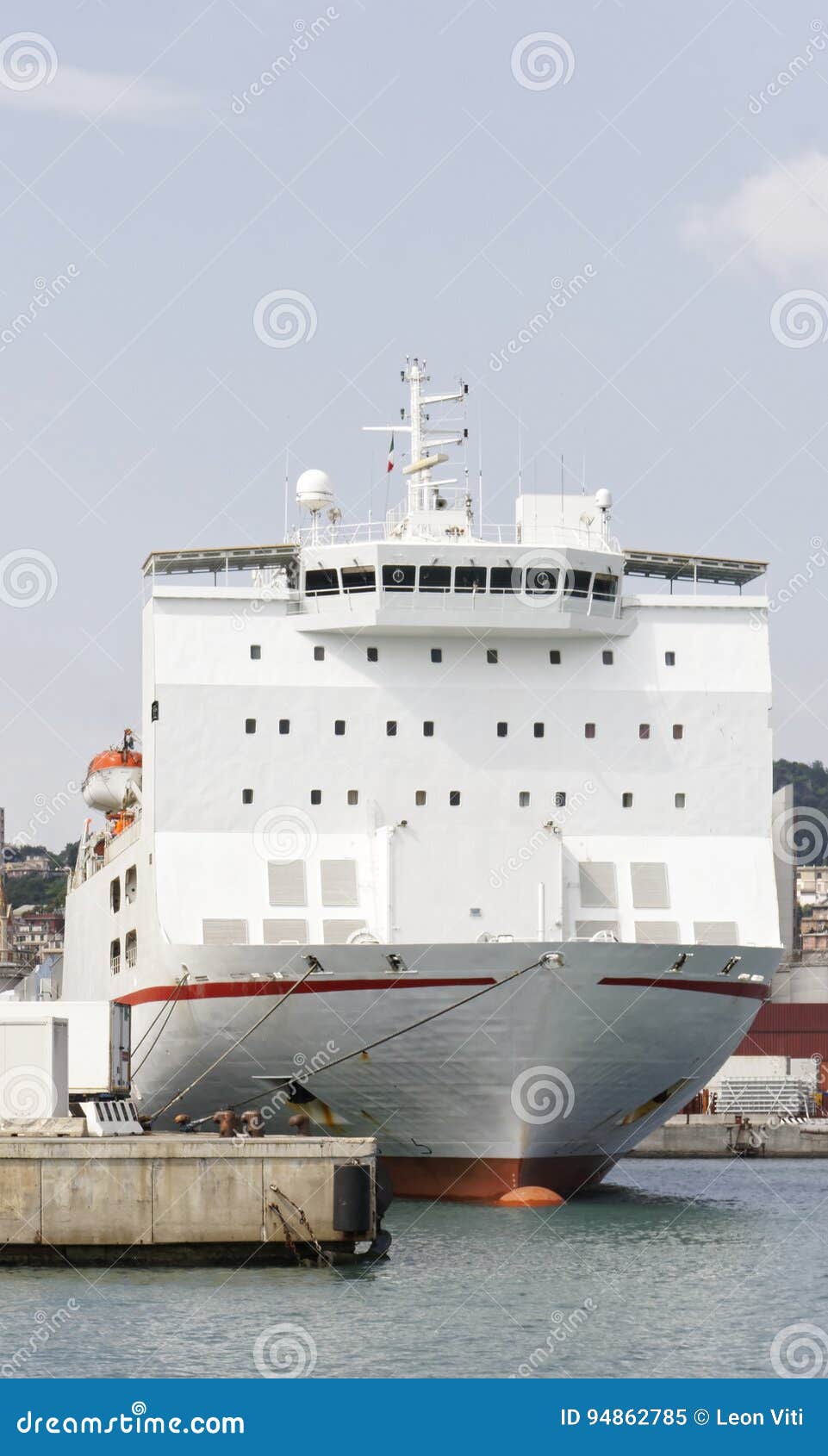 Detail of Big White Reefer Ship Stock Image - Image of reefer, pier ...