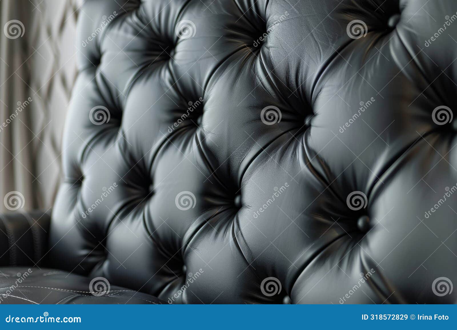 Detail of a Black Leather Sofa with Tufting Stock Image - Image of ...