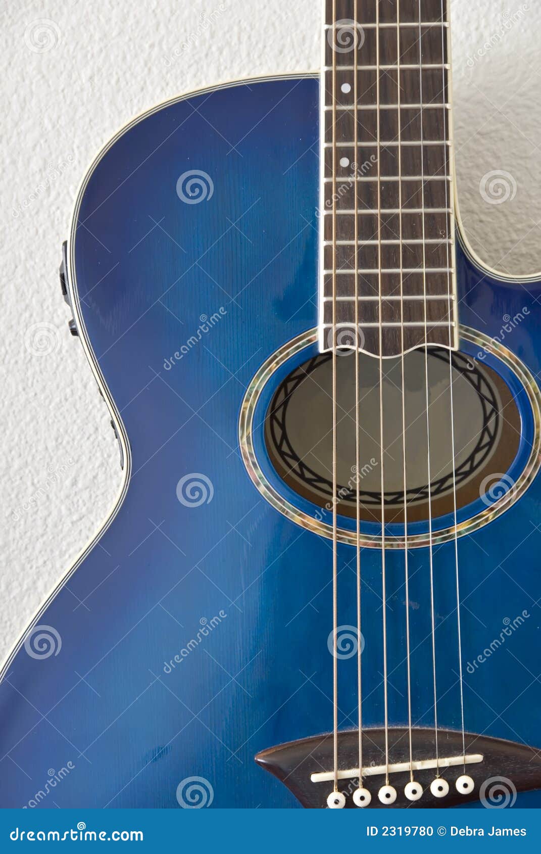 Detail of Blue Acoustic Guitar Stock Photo - Image of strings, detail ...