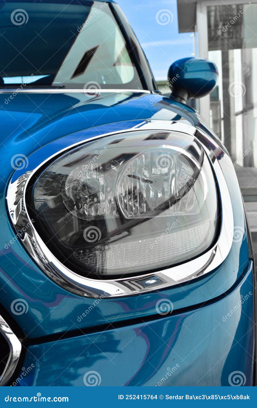 Detail of Blue Car Headlights Lamp, Modern Car Front Lamp Stock Photo ...