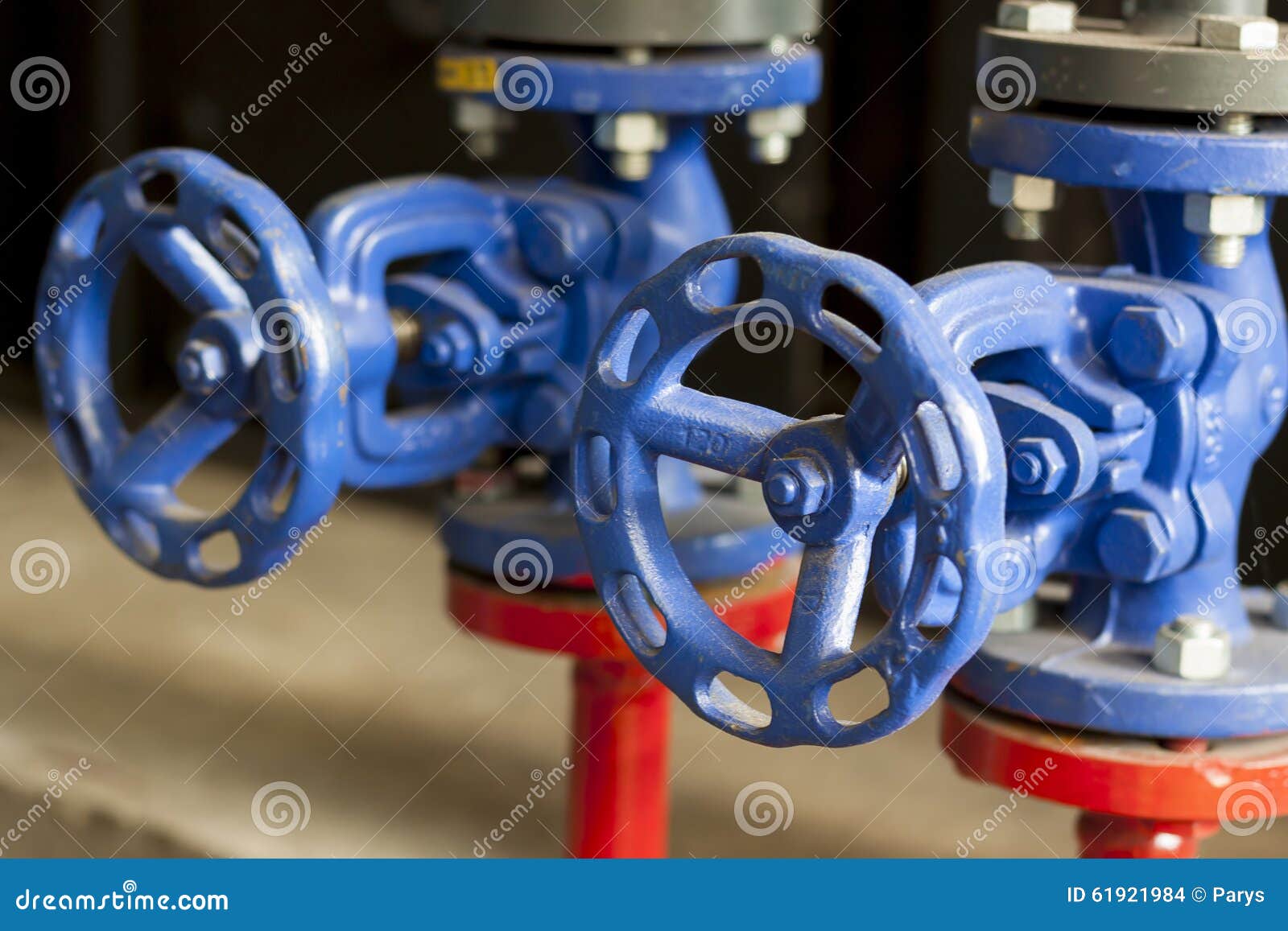 Detail of Blue Safety Valves Stock Photo - Image of tube, detail: 61921984