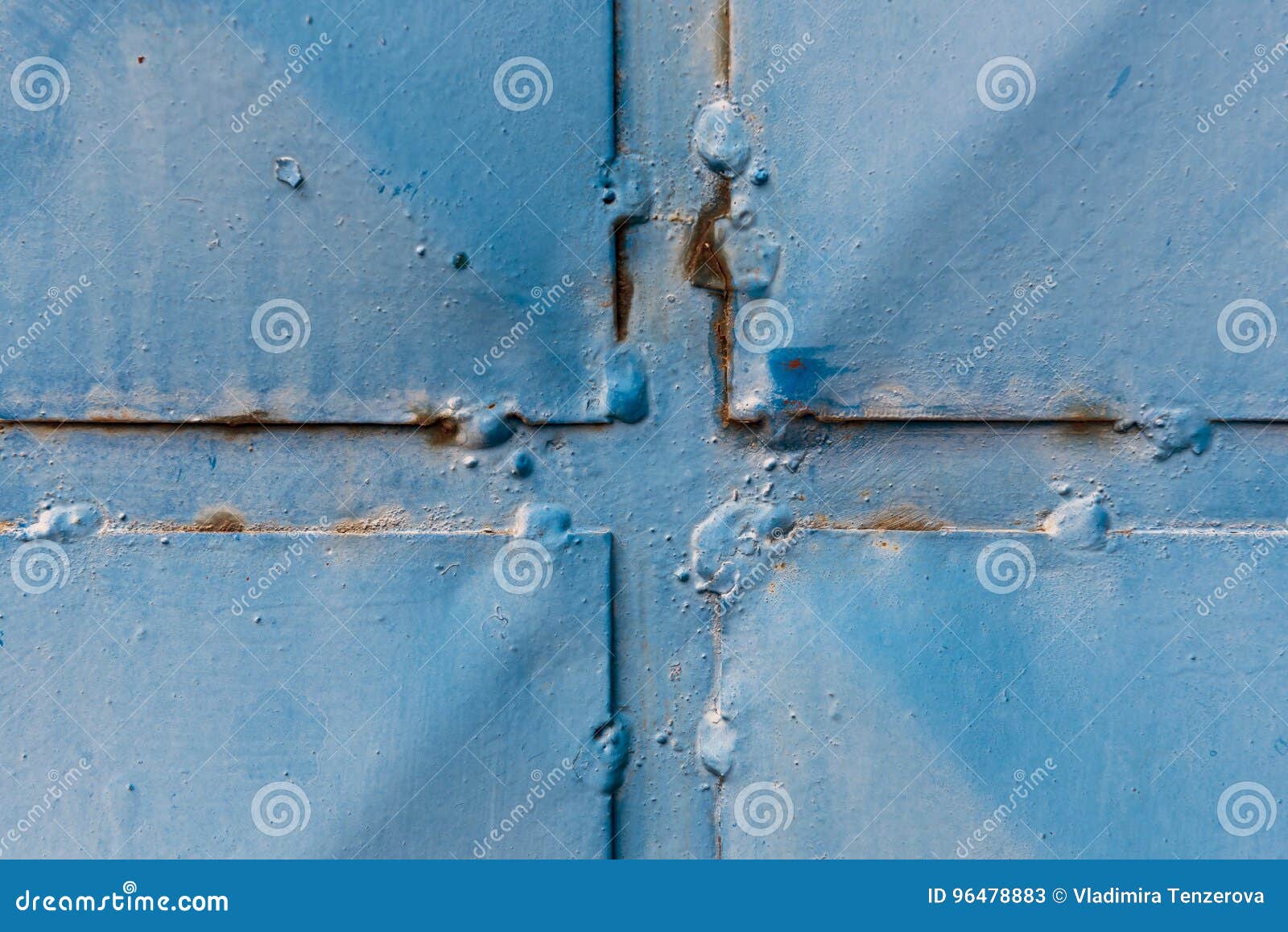 Detail of a Blue Sheet Metal Gate with Rivets Stock Image - Image of ...