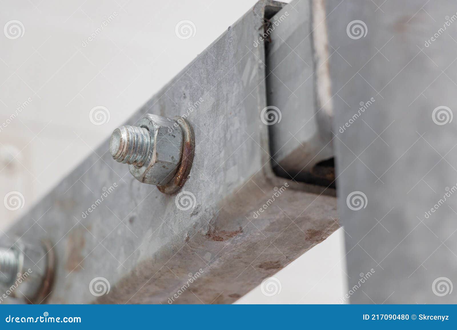 Bolt Protruding from a Nut in a Supporting Metal Structure Stock Photo ...