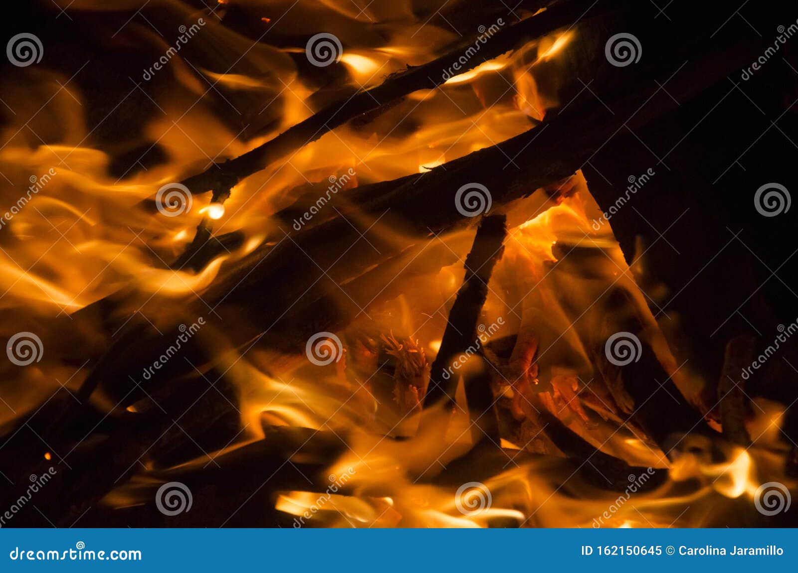 Detail of a Bonfire Lit at Night Stock Image - Image of campfire ...