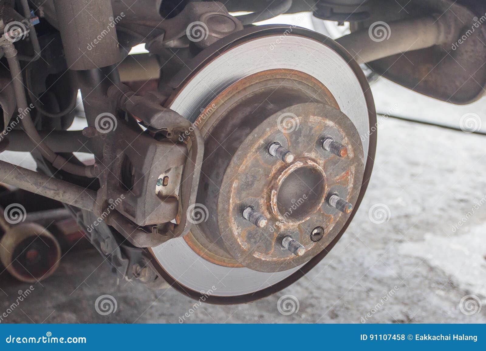 Detail of brake disk old stock photo. Image of garage - 91107458