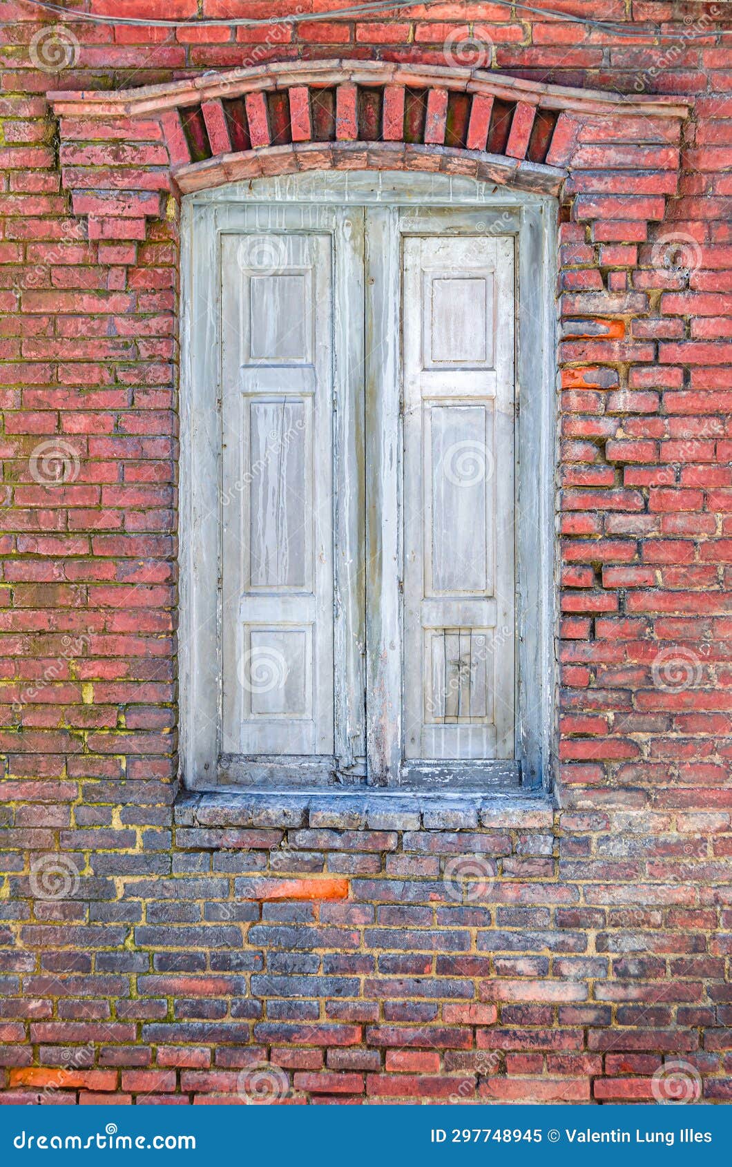 Detail of a Brick Wall with Closed Window Stock Image - Image of ...