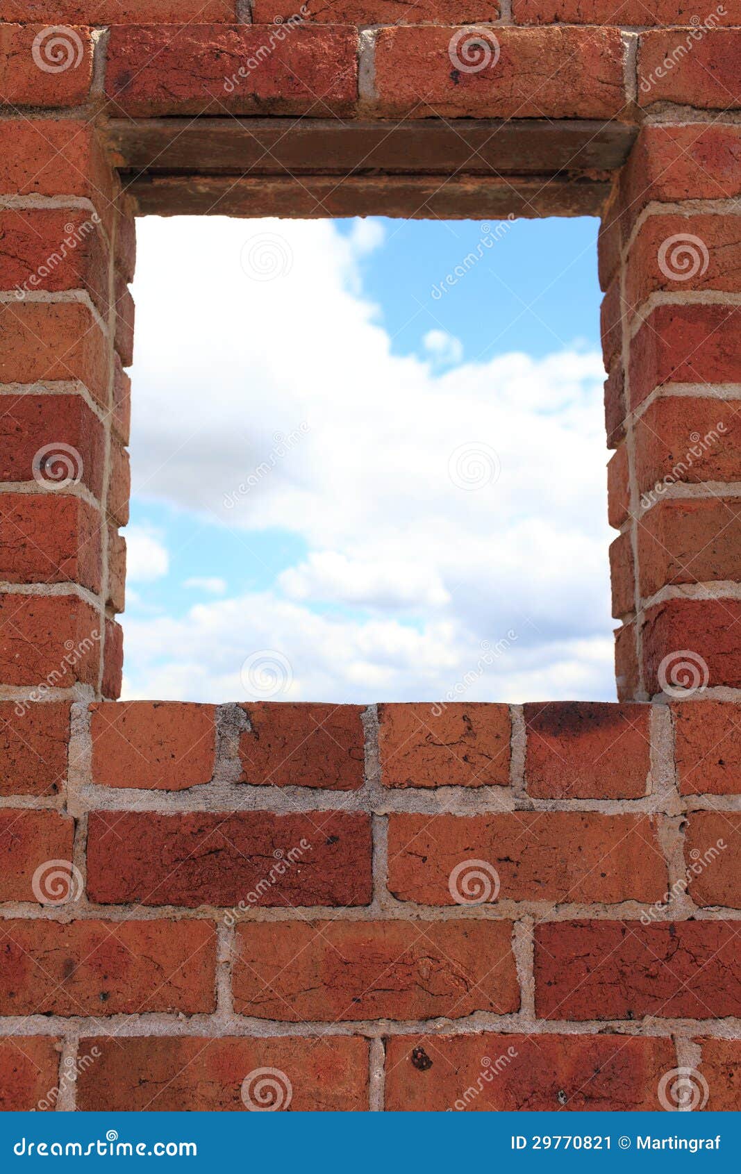 Window in Red Brick Wall View To Sky Stock Image - Image of closeup ...
