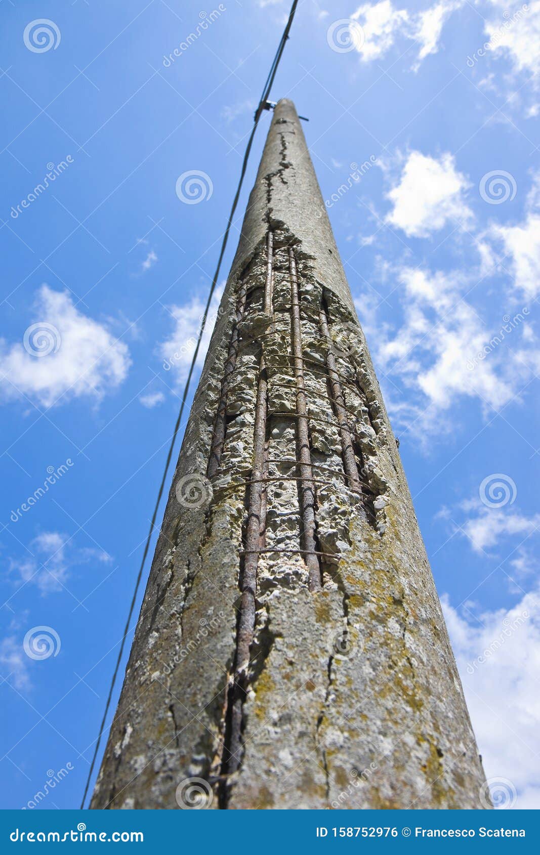 Detail of a Broken Pole of Telephone Line Stock Photo - Image of ...