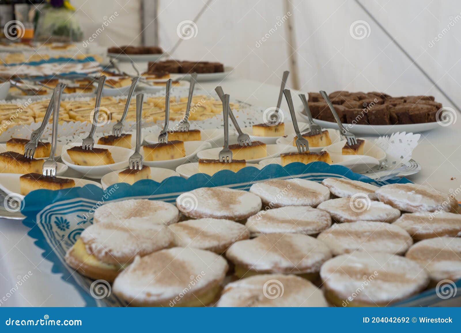 Detail of buffet pastry stock photo. Image of plate - 204042692
