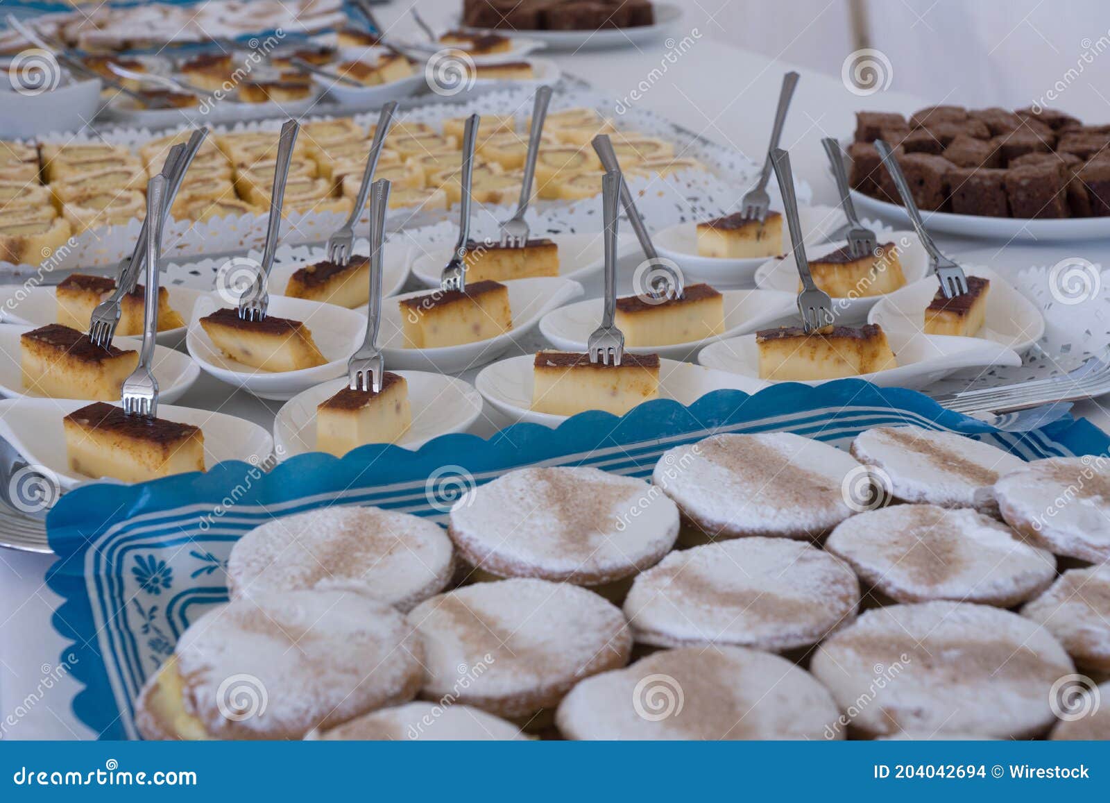 Detail of buffet pastry stock photo. Image of appetizer - 204042694