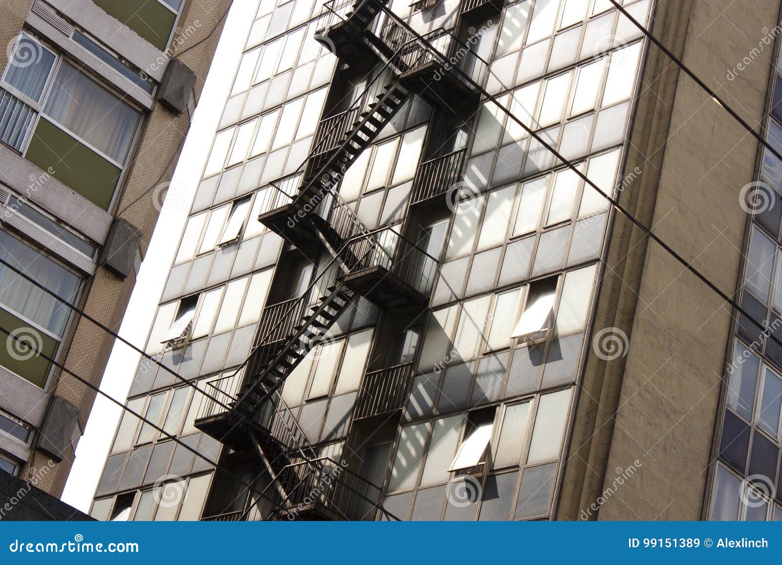 Detail of a Building Facade with External Emergency Exit Stock Image ...