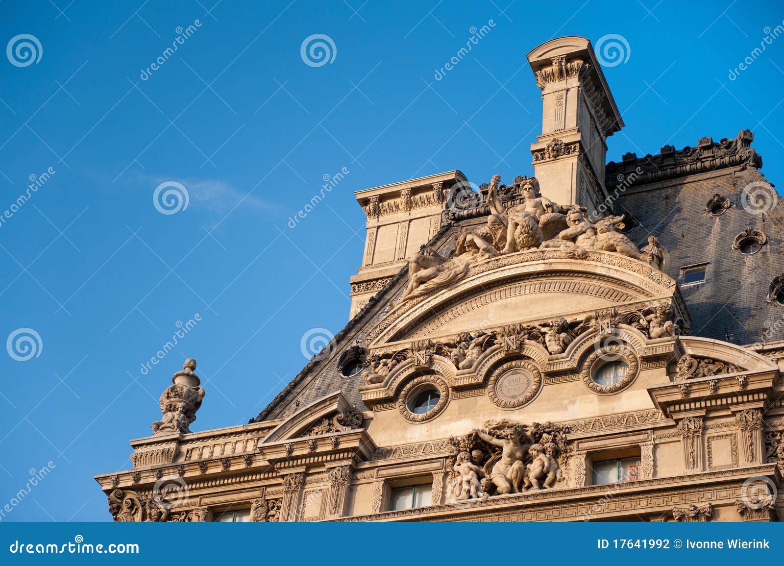 Detail Building Louvre in Paris Stock Photo - Image of landmark ...