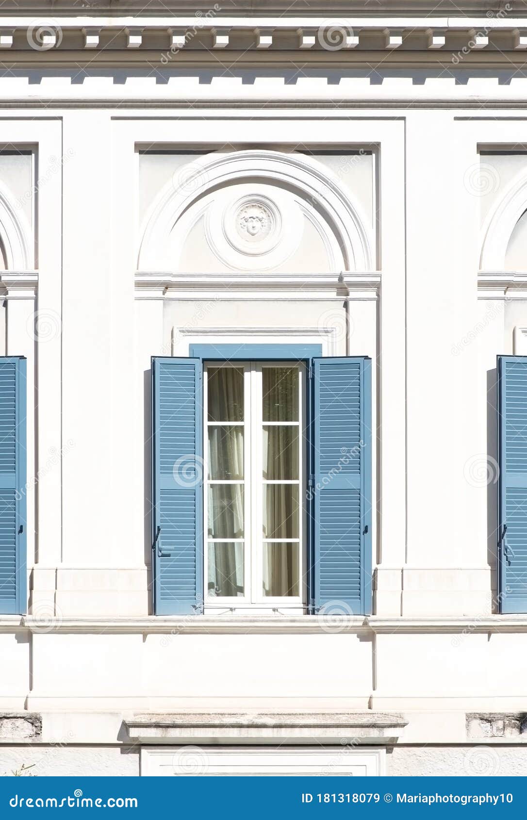 Detail of a Building with a Window with Shutters Stock Image - Image of ...