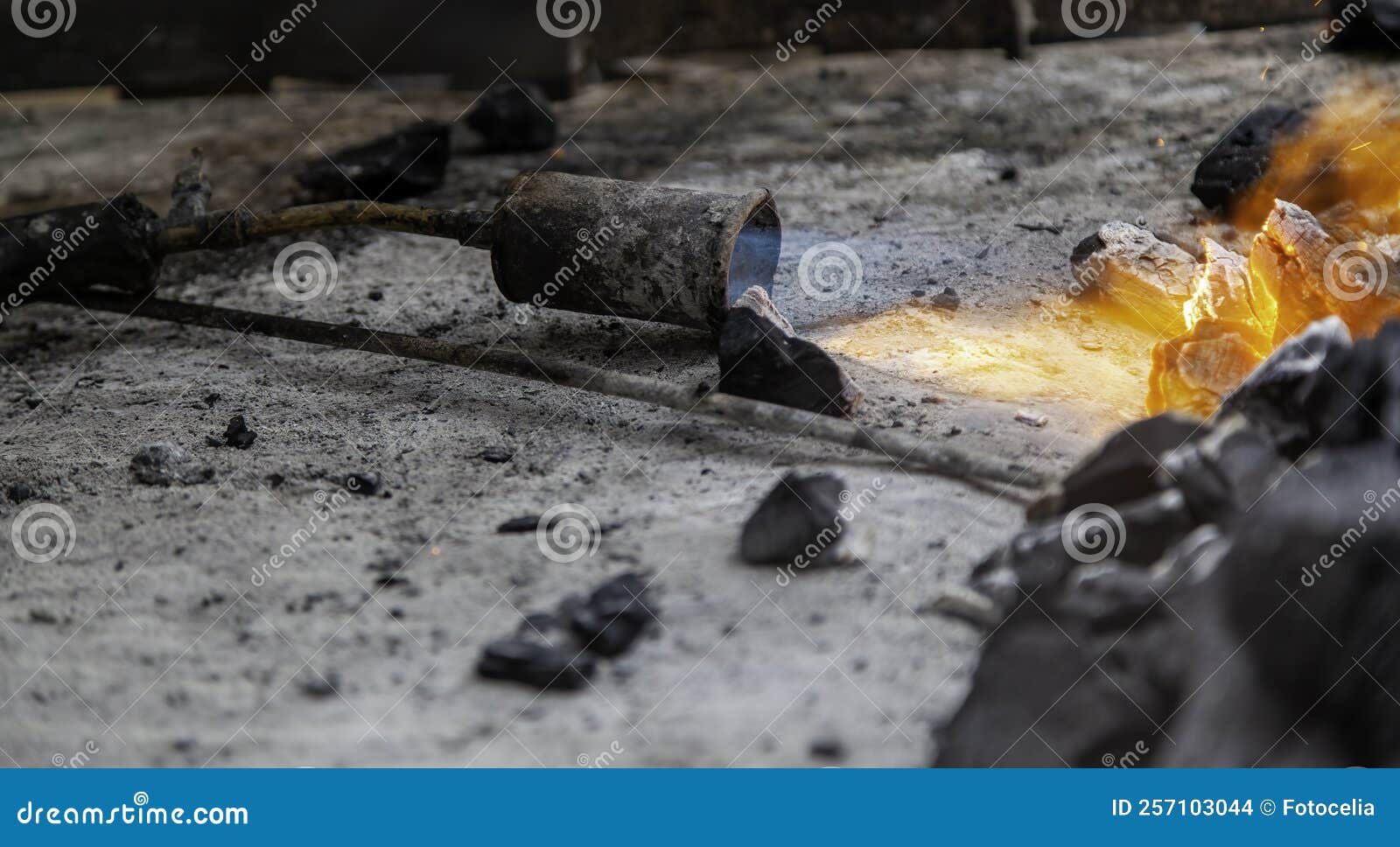 Torch lighting coal stock photo. Image of butane, fire - 257103044