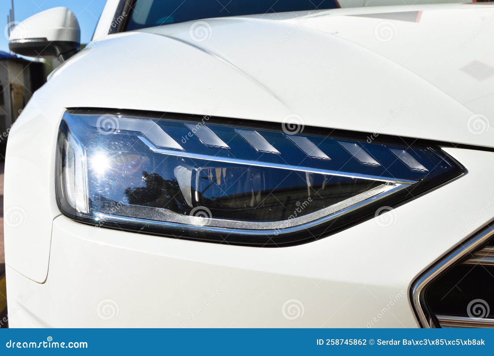 Detail of Car Headlights Lamp, White Modern Car Front Lamp Stock Photo ...