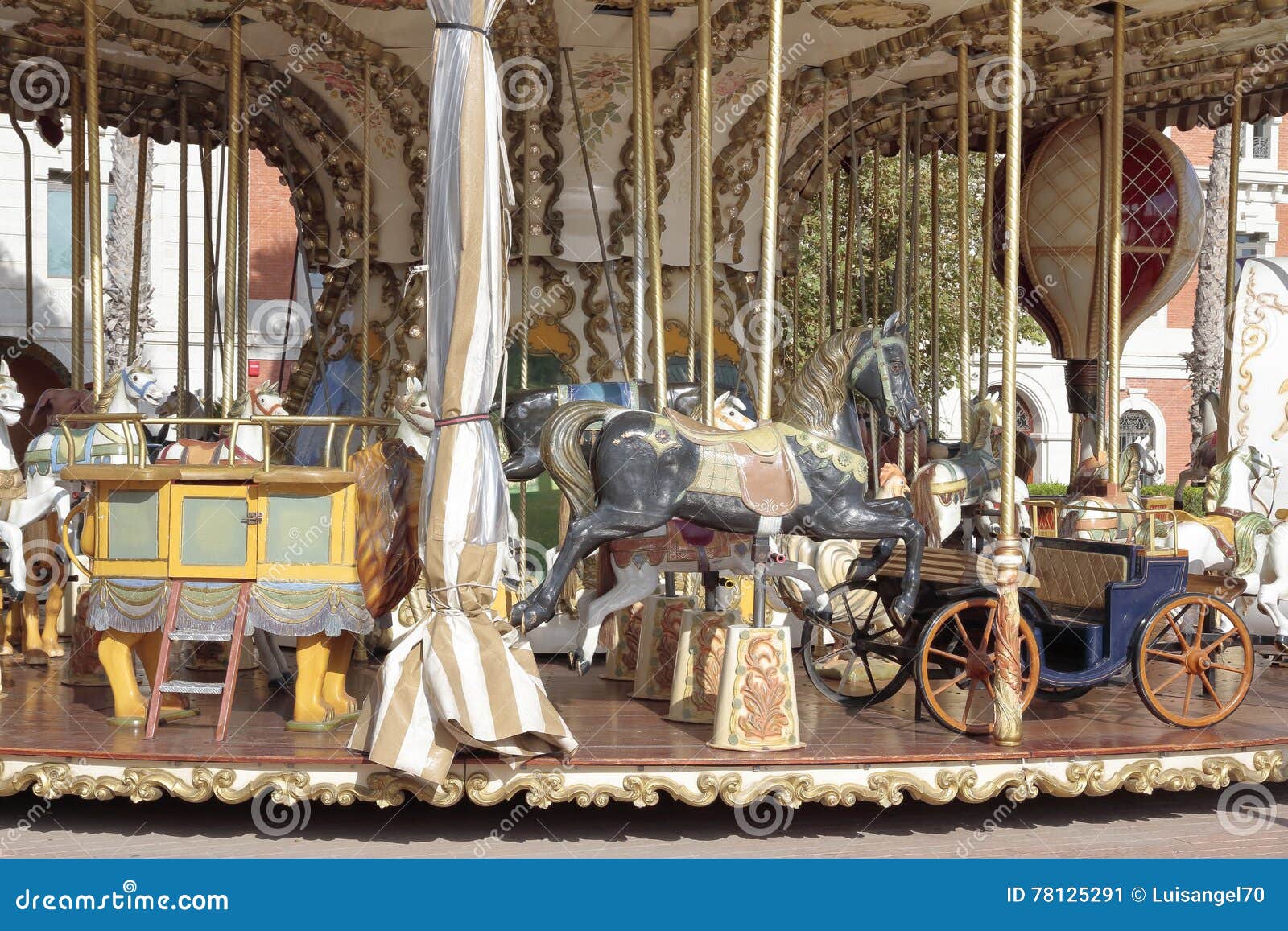 Detail of a carousel stock image. Image of city, retro - 78125291