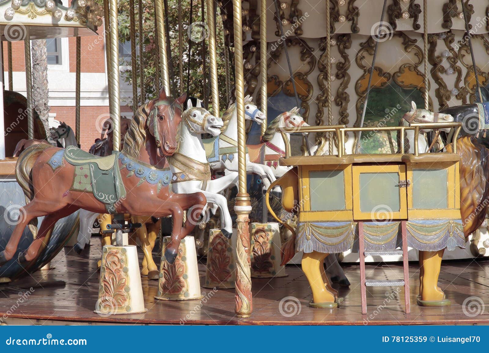 Detail of a carousel stock image. Image of circle, gallop - 78125359