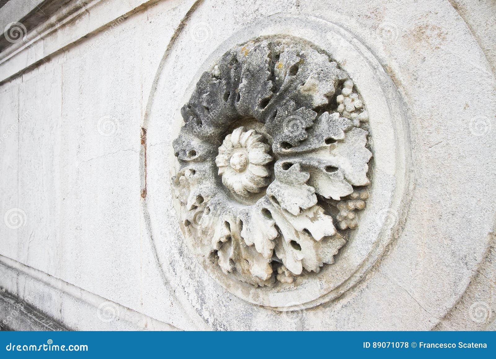 Detail of a Carved Circular Stone Flower Stock Photo - Image of center ...