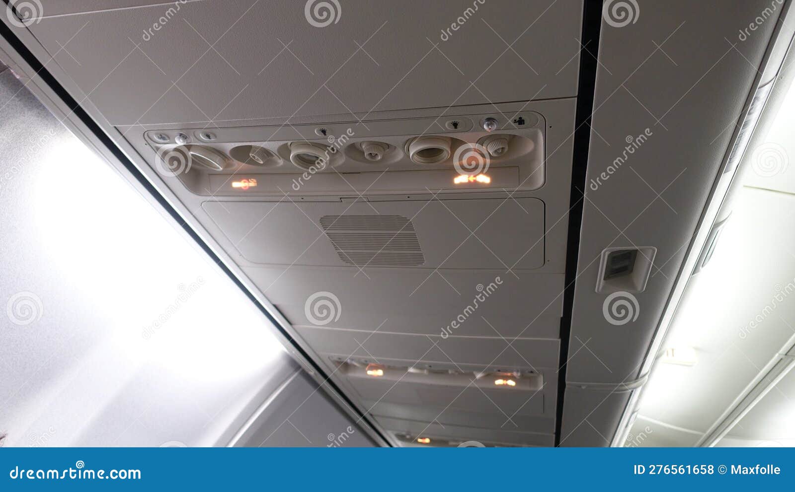 Detail of the Ceiling of the Interior of an Airplane. Stock Photo ...