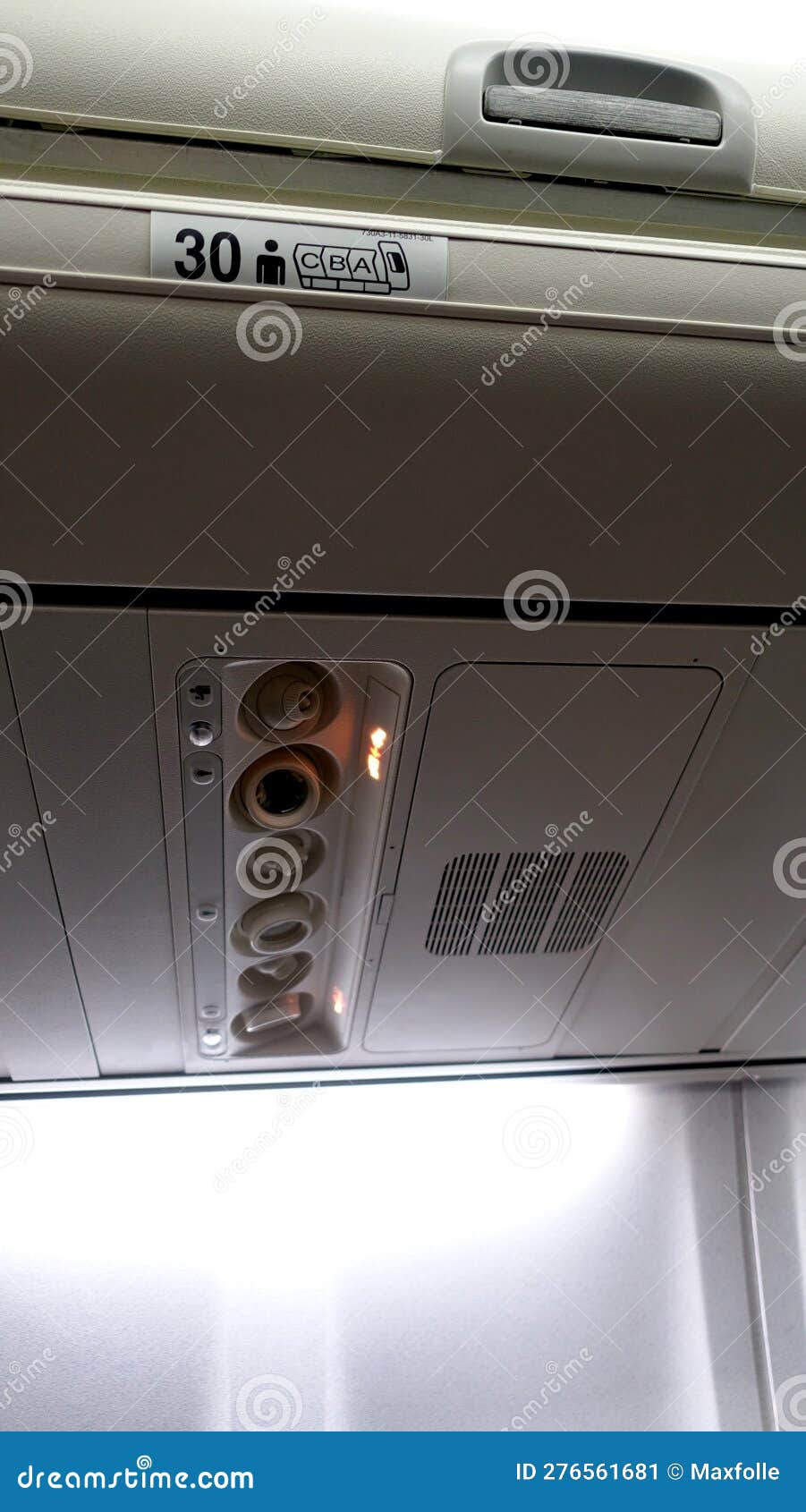 Detail of the Ceiling of the Interior of an Airplane. Stock Image ...