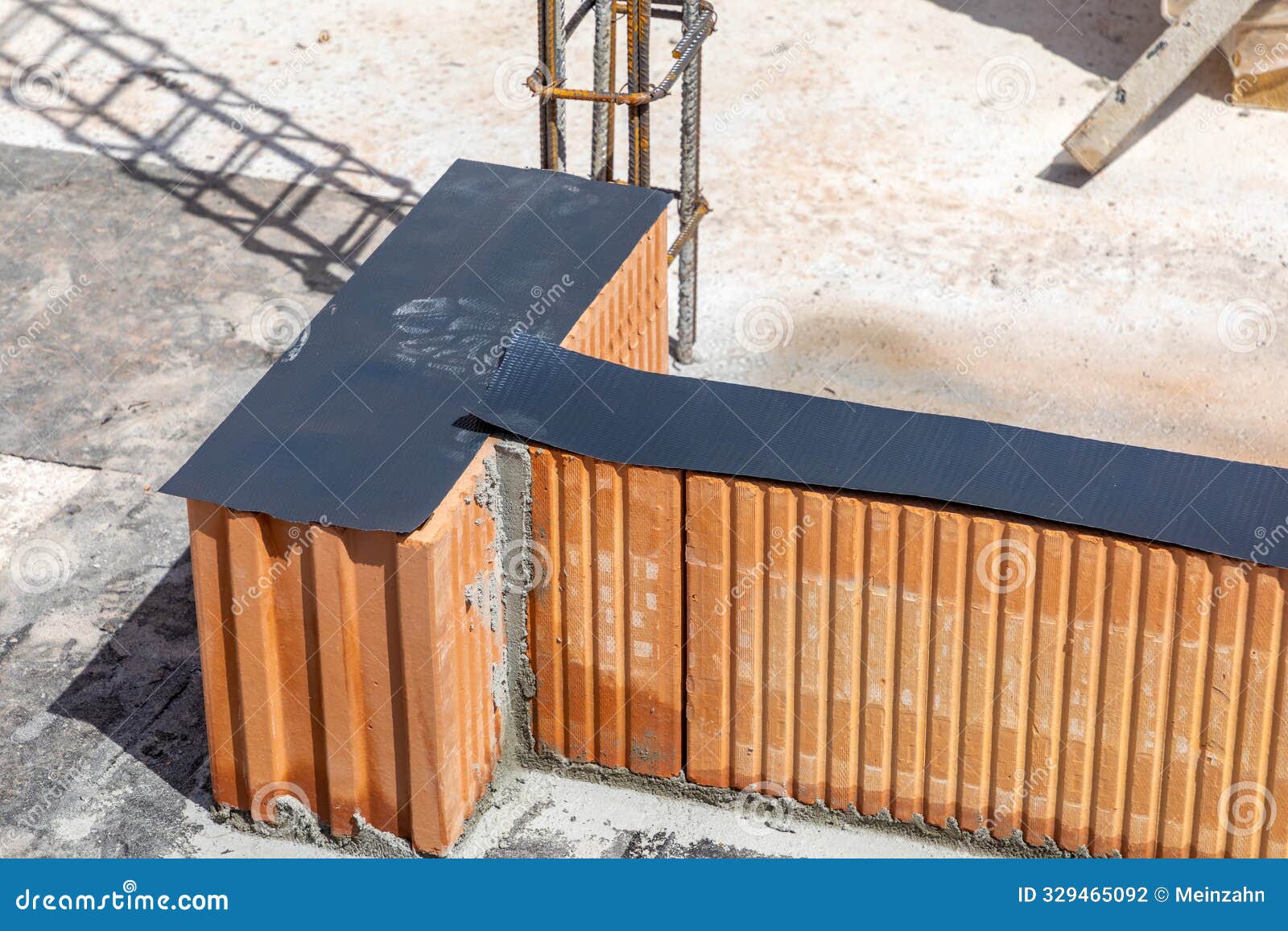 Detail of Cellar Wall Insulation at the Construction Site with Red ...