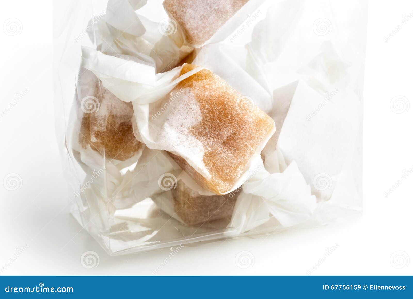 Detail of Cellophane Packet of Wrapped Caramel Toffees. Stock Image ...