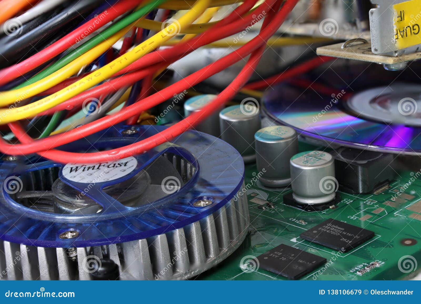 Detail of the Circuits, Cables and Boards Inside a Cpu from a Pc ...