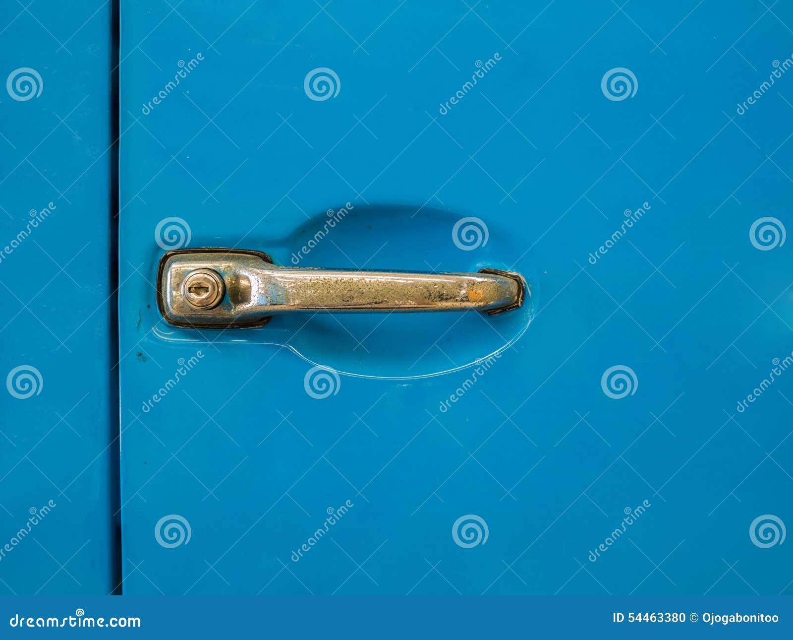 Detail of Classic Blue Car Door Stock Photo - Image of close ...