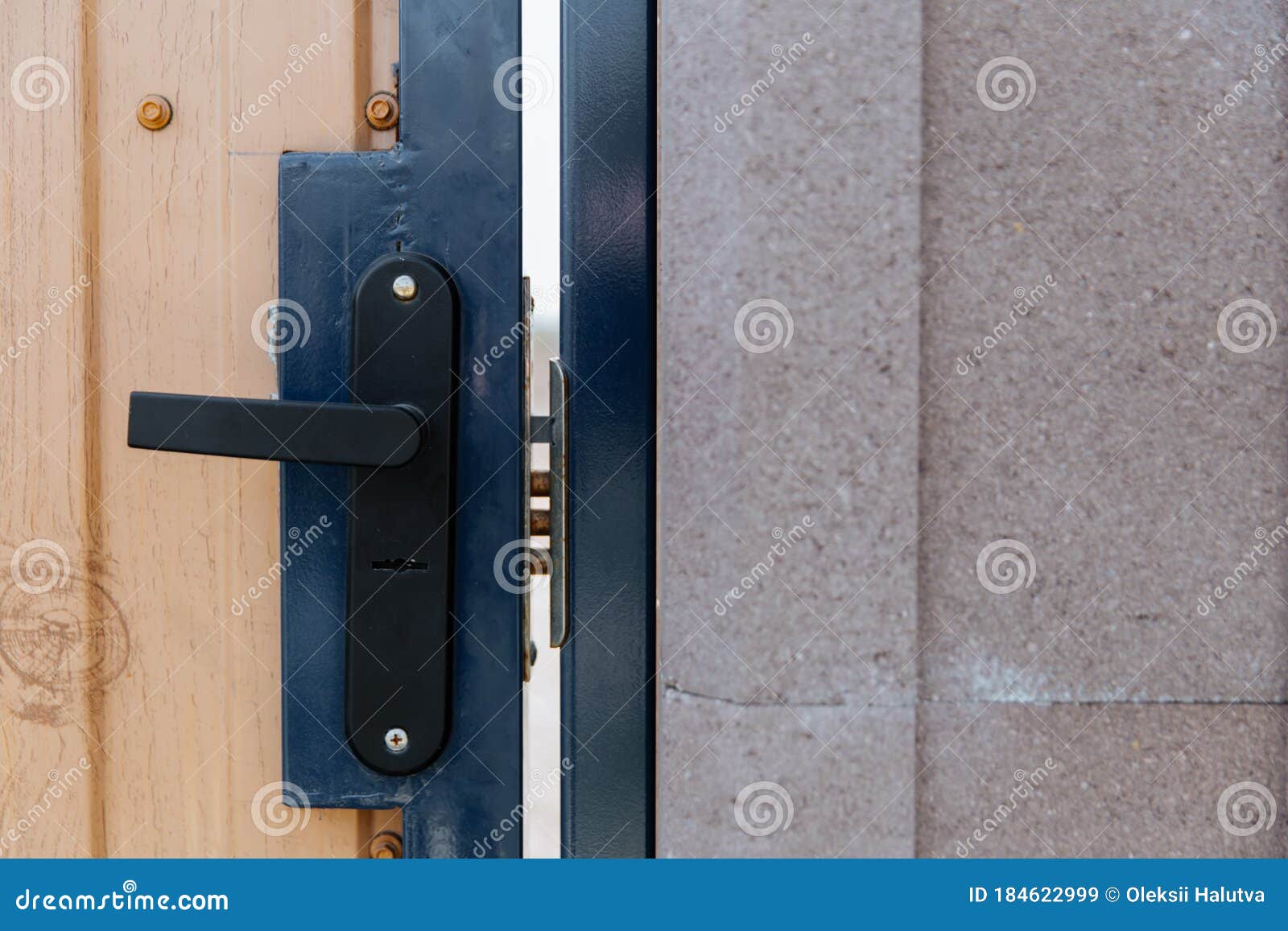 Detail of a Closed Door with a Lock Handle Stock Image - Image of close ...