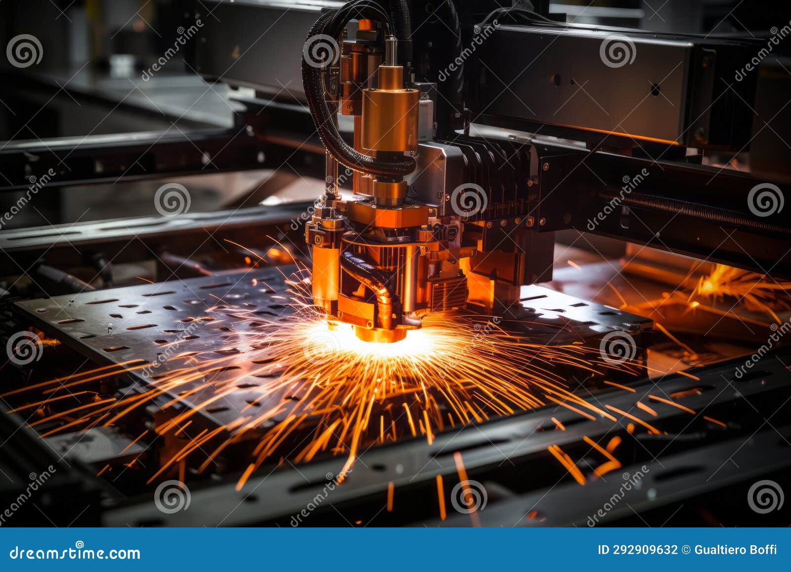 Detail of a Cnc Laser Cutting Machine with Sparks. Generated by Ai ...