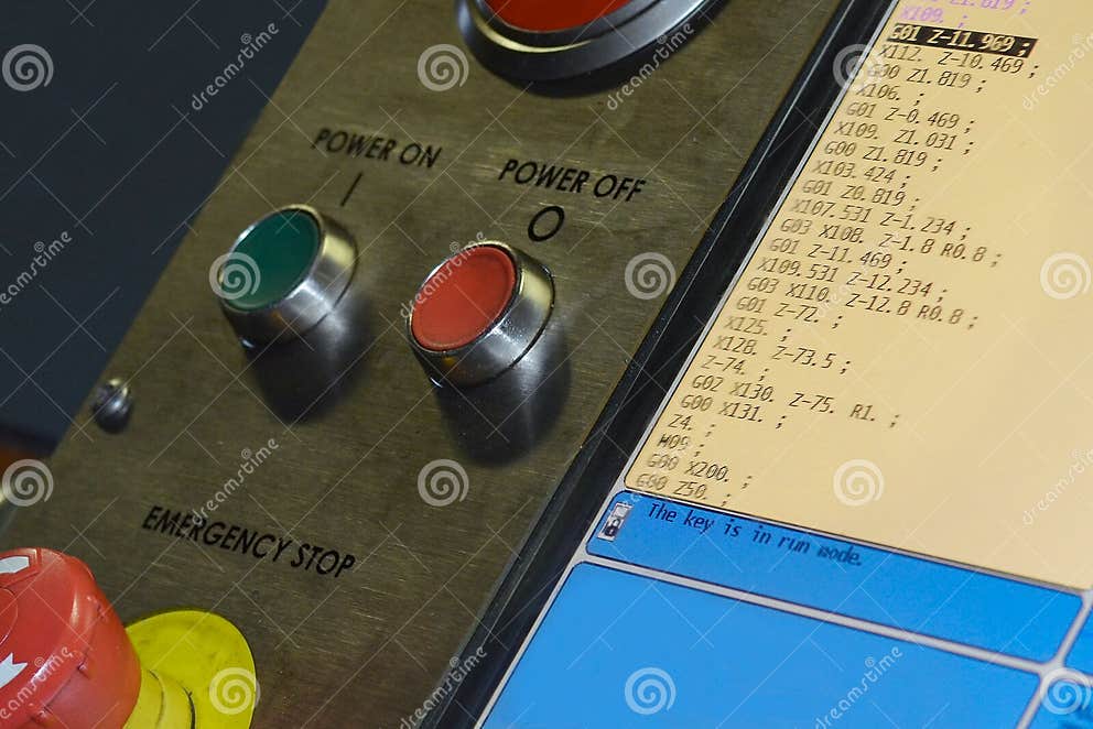 Detail of CNC Machine Monitor with Running G-code Program Stock Image ...