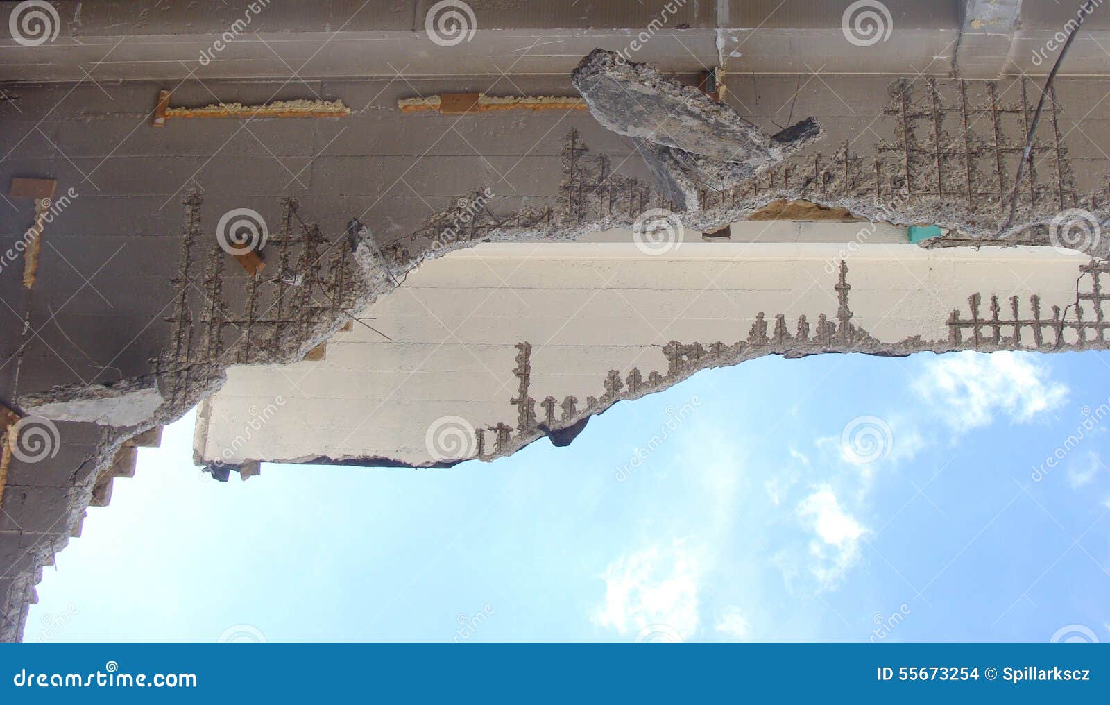 Detail of a Collapsed Roof on a Demolition Site Stock Photo - Image of ...