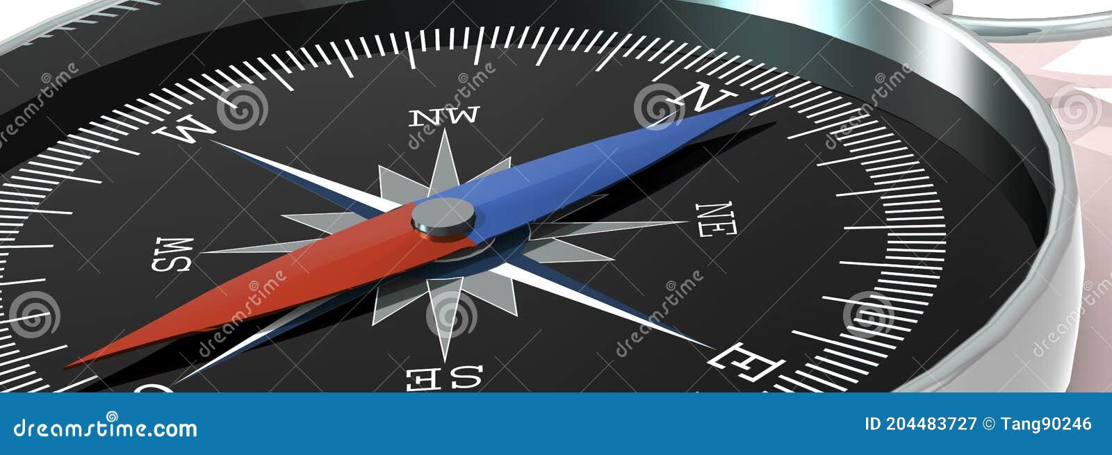 Detail of Compass with Blue and Red Needle Stock Illustration ...
