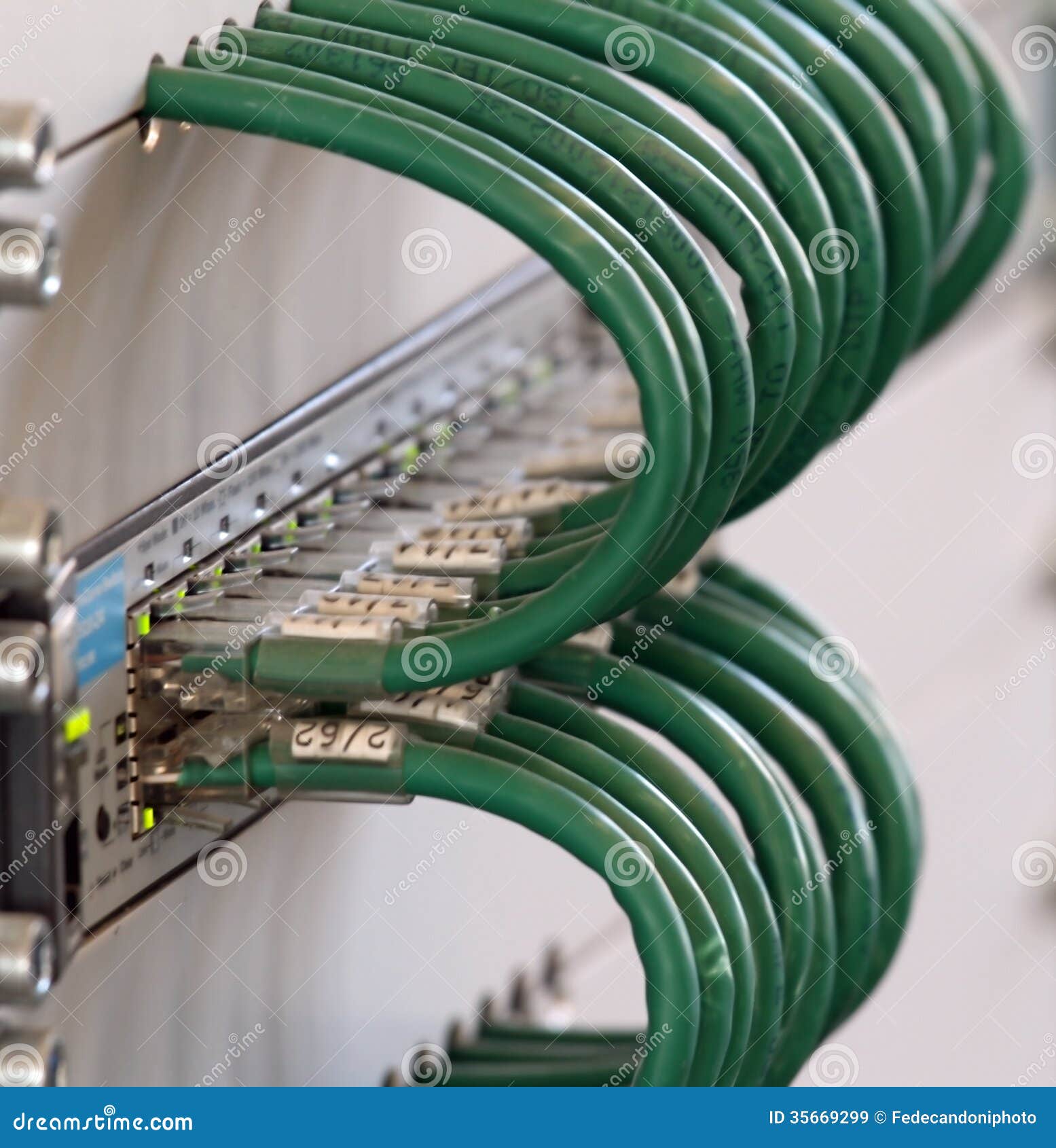 Detail of Connection of the Green Network Cables in a Firewall a Stock ...
