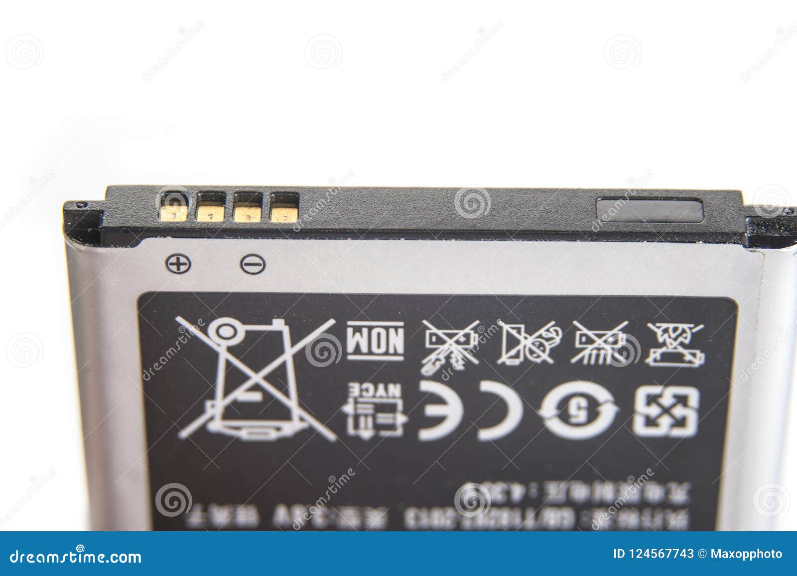 Detail of Contacts of a Smartphone Battery on a White. Stock Image ...