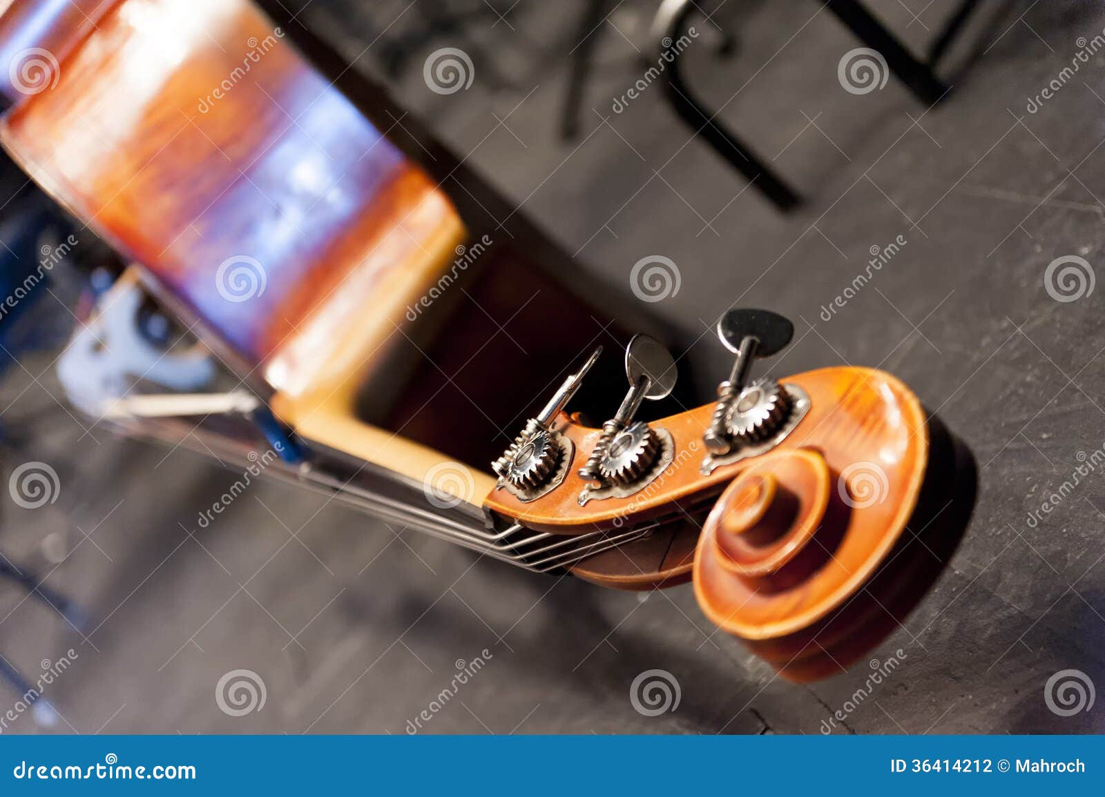 Detail of the Contrabass Head Stock Photo - Image of classical, concert ...