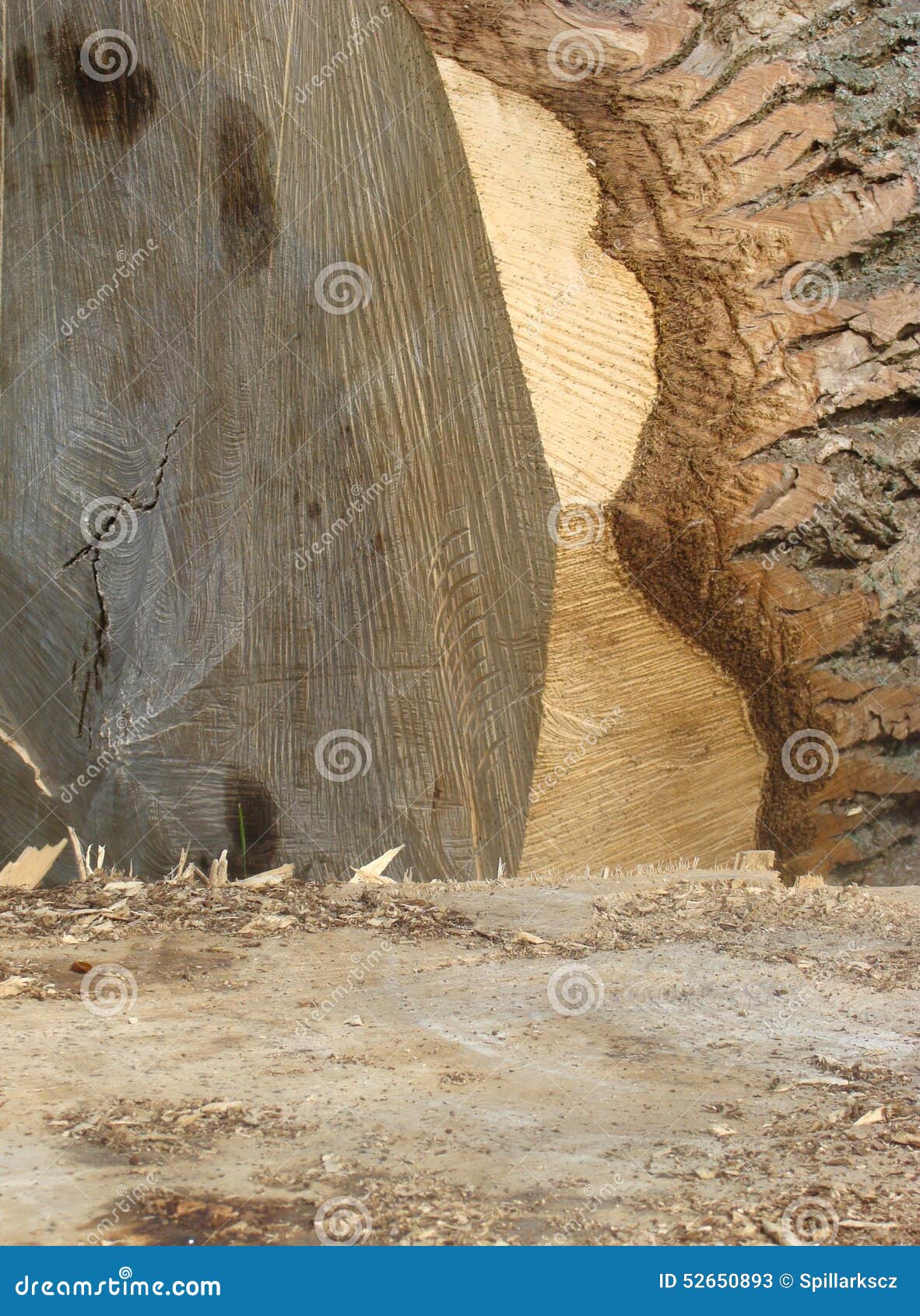 Detail of a Cut Log Tree with Splinters and Chips Stock Image - Image ...