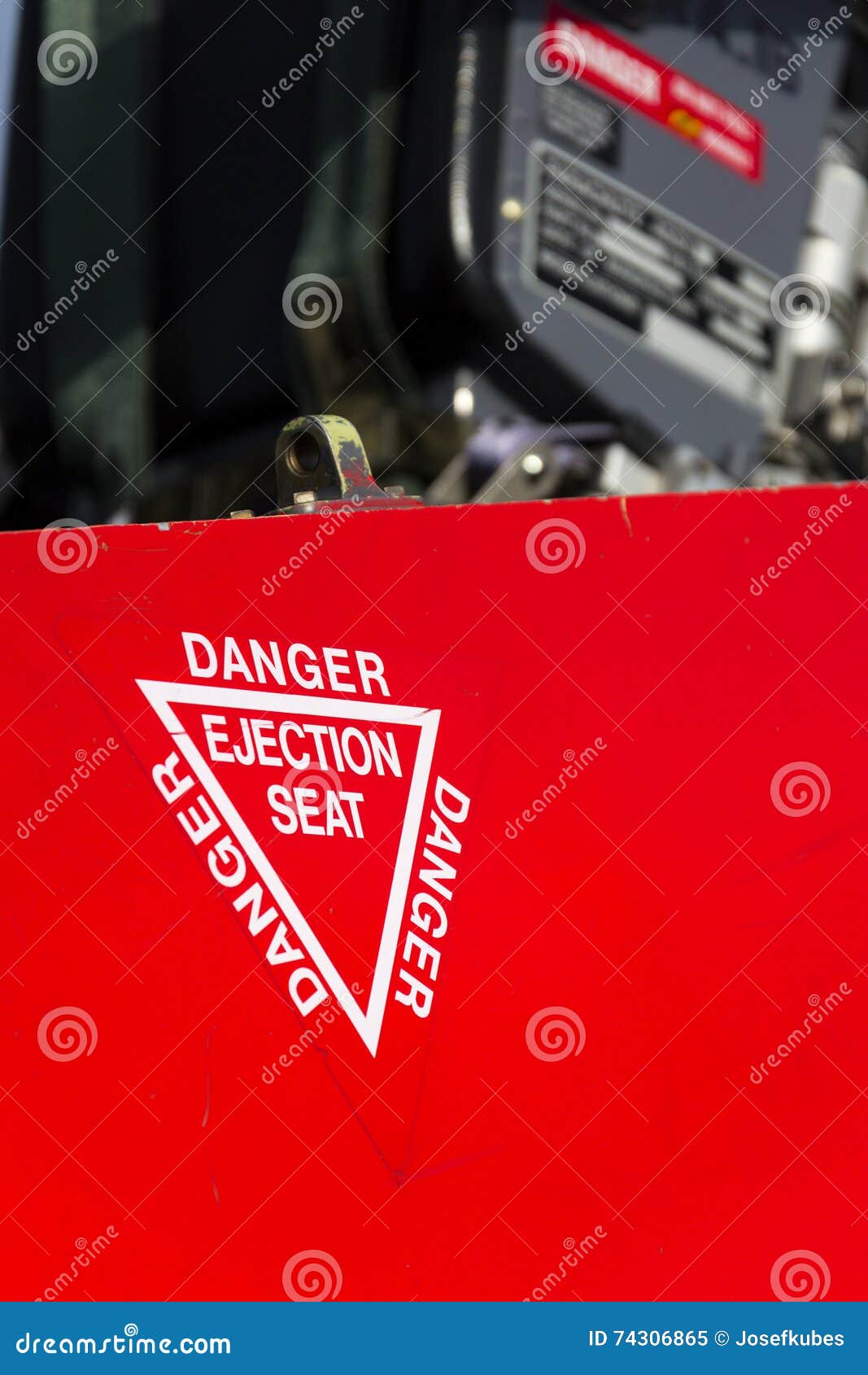 Detail of Danger Ejection Seat Warning Sign on Airplane Stock Image ...