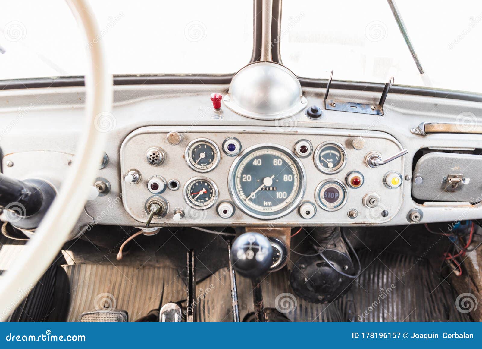 Detail of the Dashboard of an Old Vintage Truck Stock Image - Image of ...