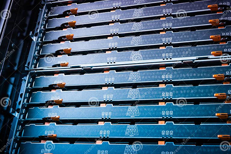 Detail of Data Center with Hard Drive Array Stock Photo - Image of ...